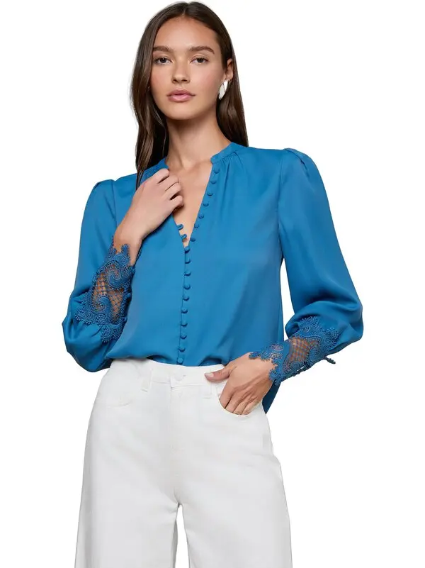 L'Agence Ava Blouse Top - Stone Blue