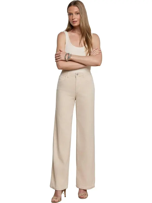 L'Agence Scottie Corduroy Wide-leg Pants - French Vanilla