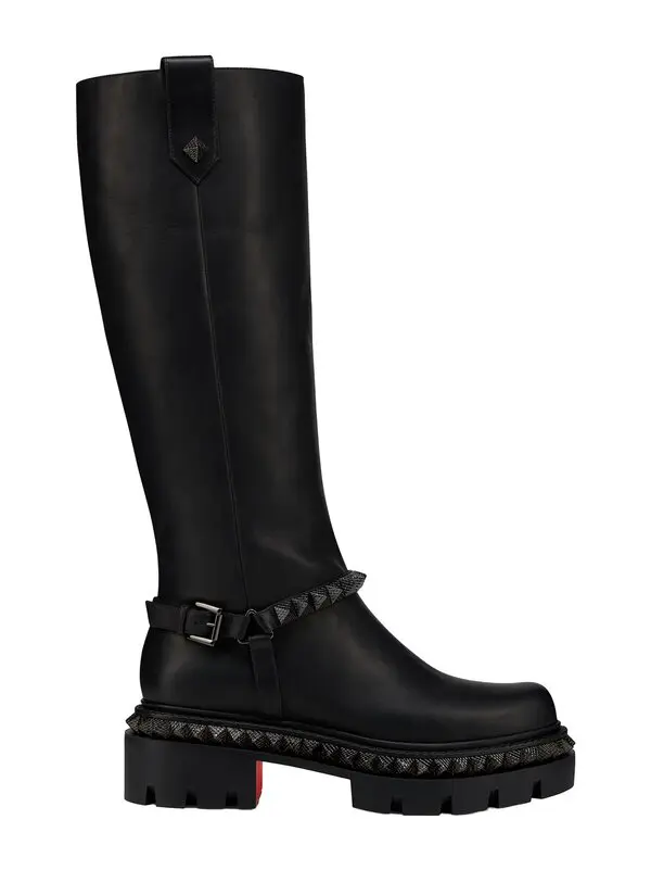 CHRISTIAN LOUBOUTIN Marinetta Pyraclou Leather Knee-high Boots - Red
