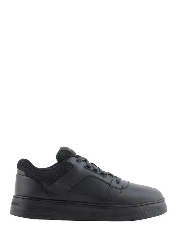 Emporio Armani Leather Panelled Sneakers - Blue