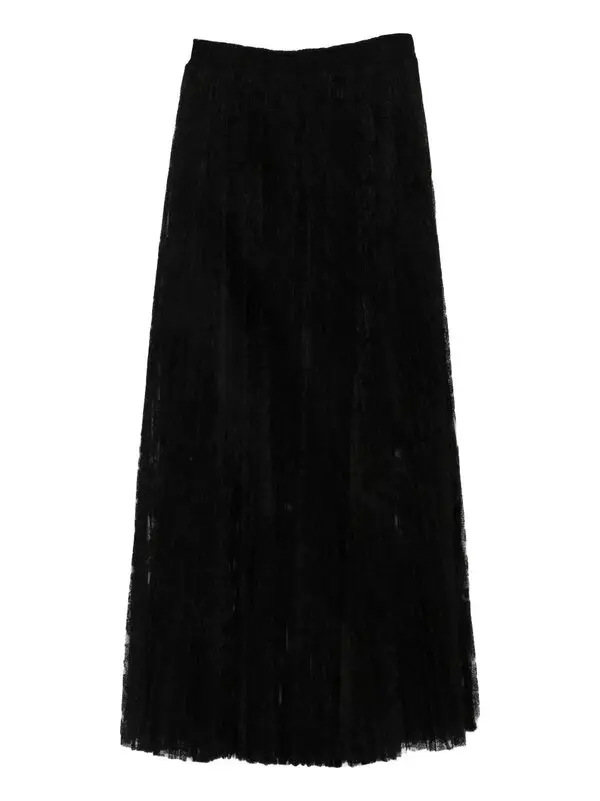 Ermanno Scervino Lace Pleated Midi Skirt - Black