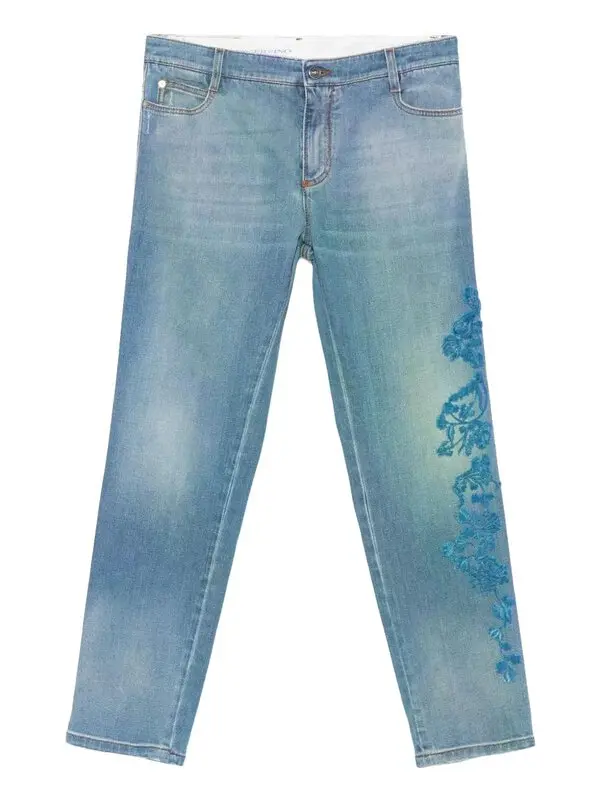Ermanno Scervino Floral-embroidered Jeans - Blue