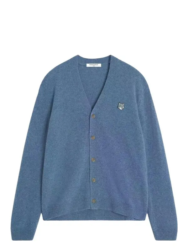 Maison Kitsuné Fox Head Wool Cardigan - Blue