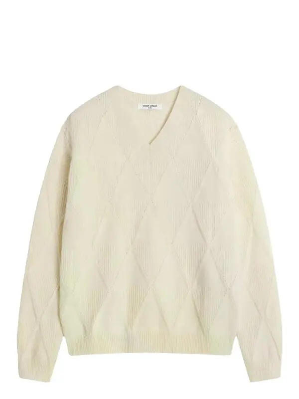 Maison Kitsuné Diamond-pattern Wool Sweater - Neutrals
