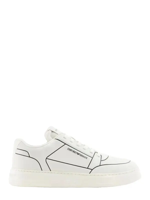 Emporio Armani Logo-detail Leather Sneakers - White