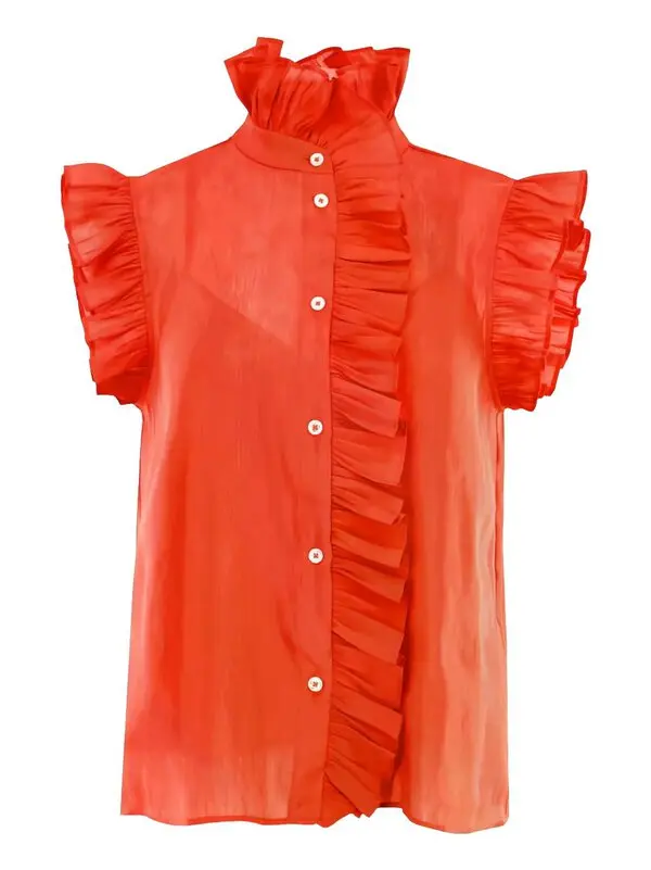 CHRISTY LYNN Marfa Ruffled Blouse - Red