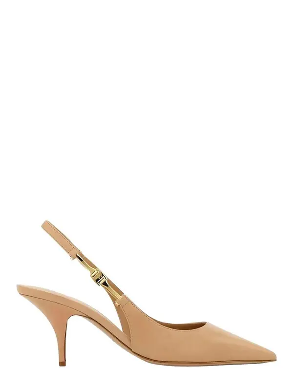 FERRAGAMO 70mm F Buckle Slingback Sandals - Neutrals