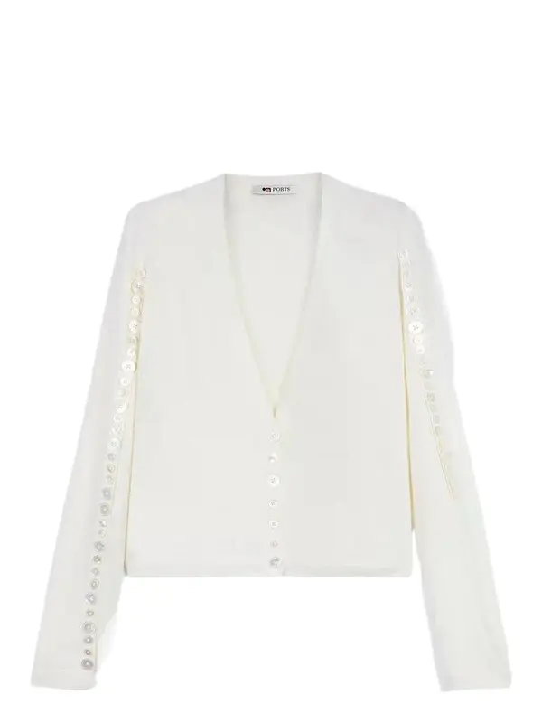Ports 1961 Sequin-embellished Button Cardigan - White