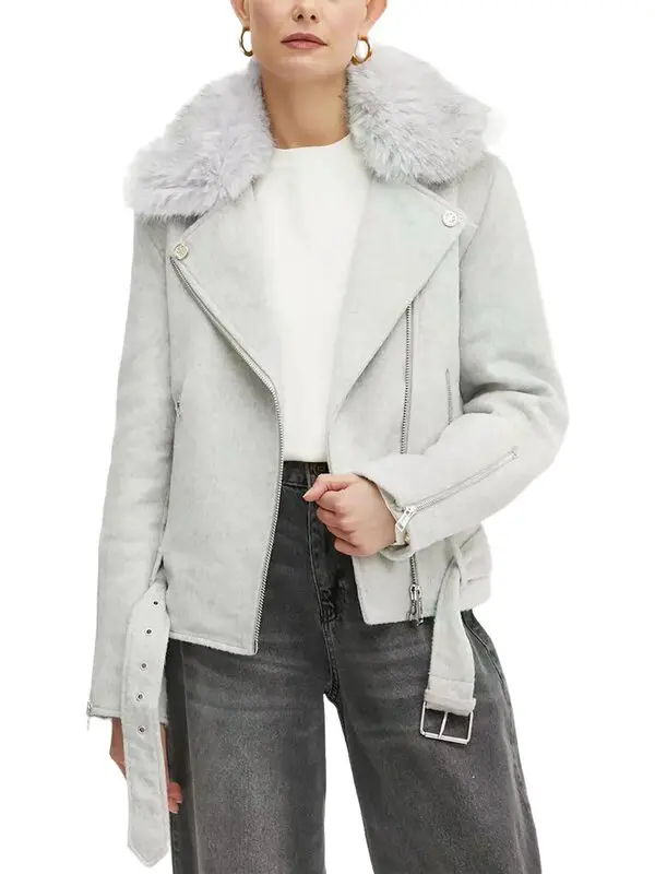 Guess Faux-fur Belted Jacket - Grey