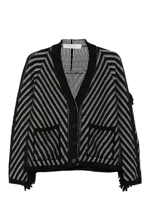 Golden Goose Striped Wool Cardigan - Black