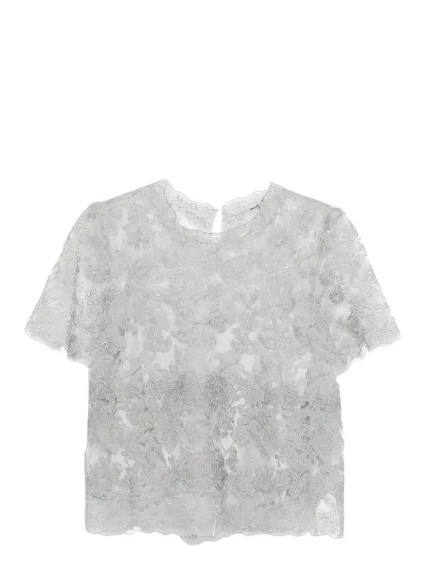 Ermanno Scervino Lace-trimmed Short-sleeve Top - Grey