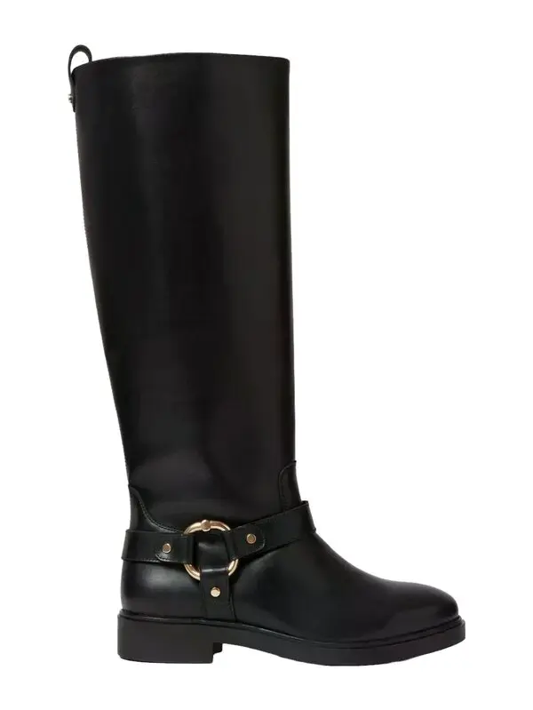 Claudie Pierlot Ring-detail Knee-high Leather Boots - Black