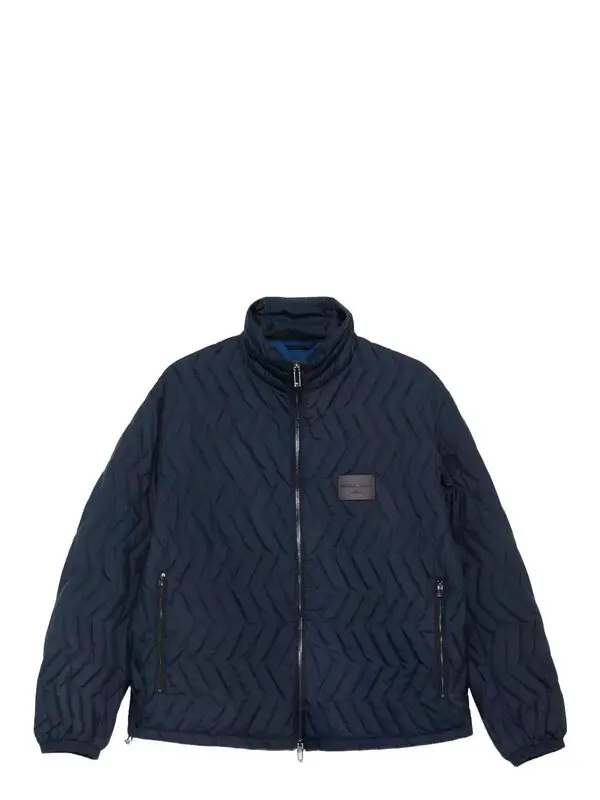 Emporio Armani Quilted Chevron-pattern Jacket - Blue
