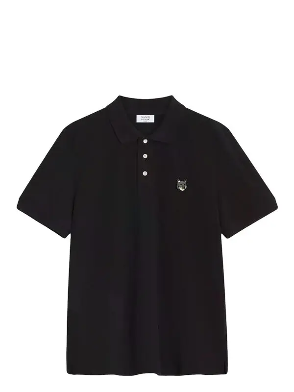 Maison Kitsuné Fox-head Embroidered Polo Shirt - Black