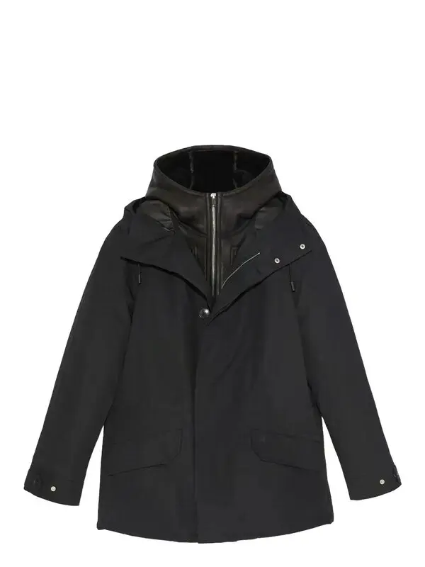 YVES SALOMON Hooded Shearling Parka - Black