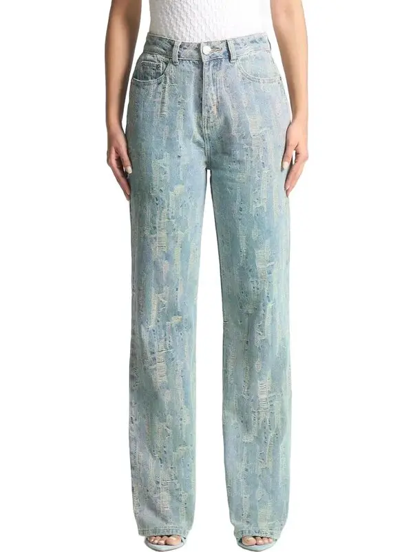 Manière De Voir Florence Distressed High-rise Jeans - Blue