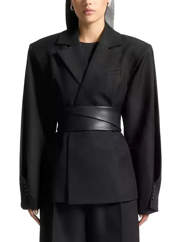 Manière De Voir Marie Twist-sleeve Belted Blazer - Black