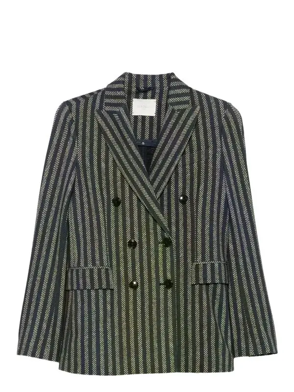 CIRCOLO 1901 Striped Double-breasted Blazer - Grey