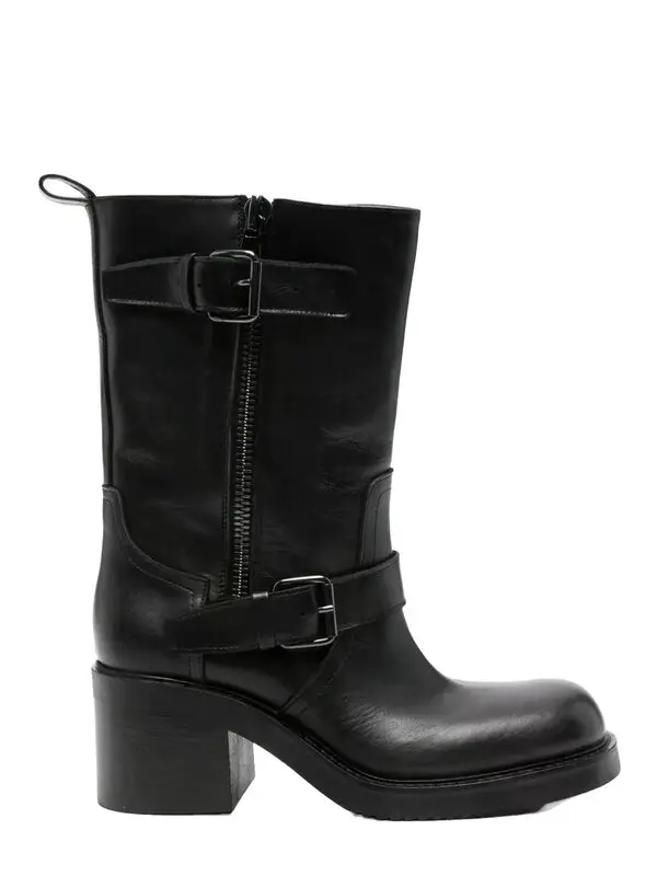 Elena Iachi Leather Zip-up Boots - Black