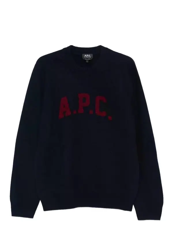 A.p.c. Logo-detail Crew-neck Sweater - Blue