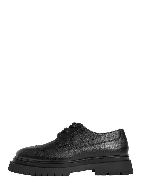 Manière De Voir Rennes Pebbled-leather Derby Shoes - Black