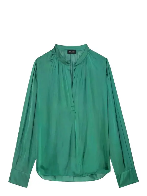 Zadig&Voltaire Satin V-neck Top - Green