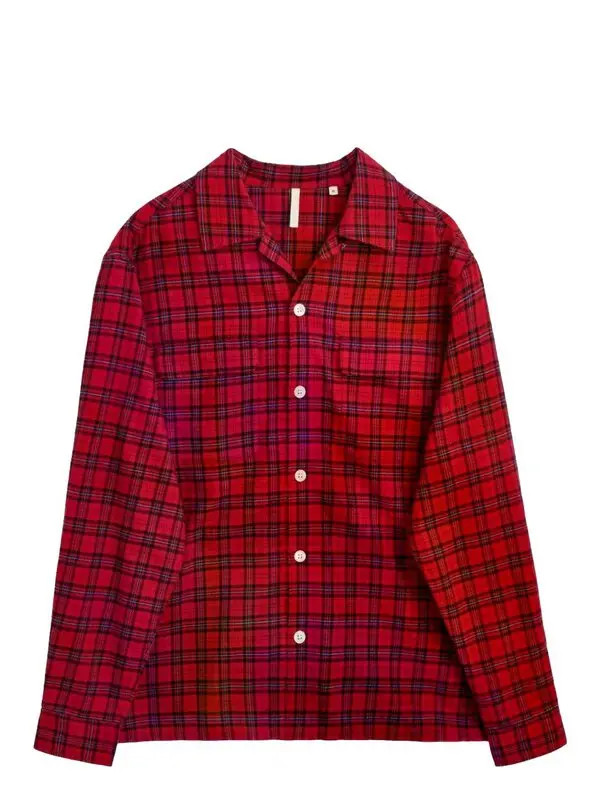 SUNFLOWER Check-pattern Polo Collar Shirt - Red