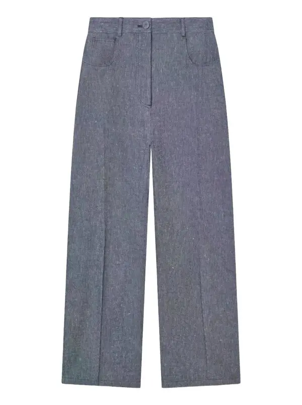 Mark Kenly Domino Tan Pella Wide-leg Trousers - Blue