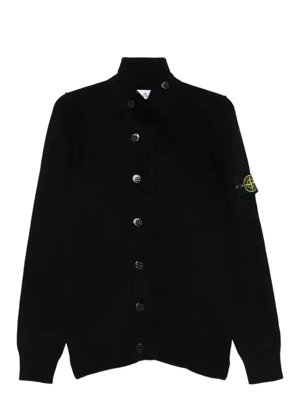 Stone Island High-neck Buttoned Cardigan - Black