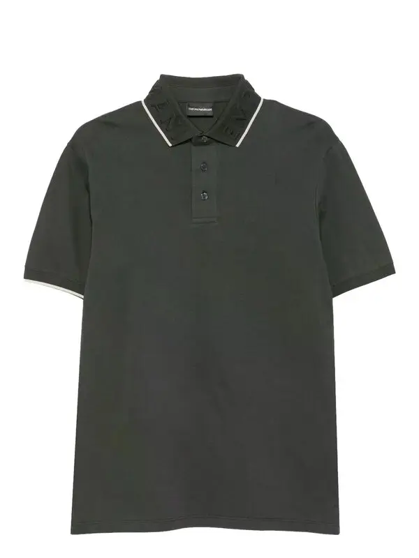 Emporio Armani Embossed-collar Polo Shirt - Green