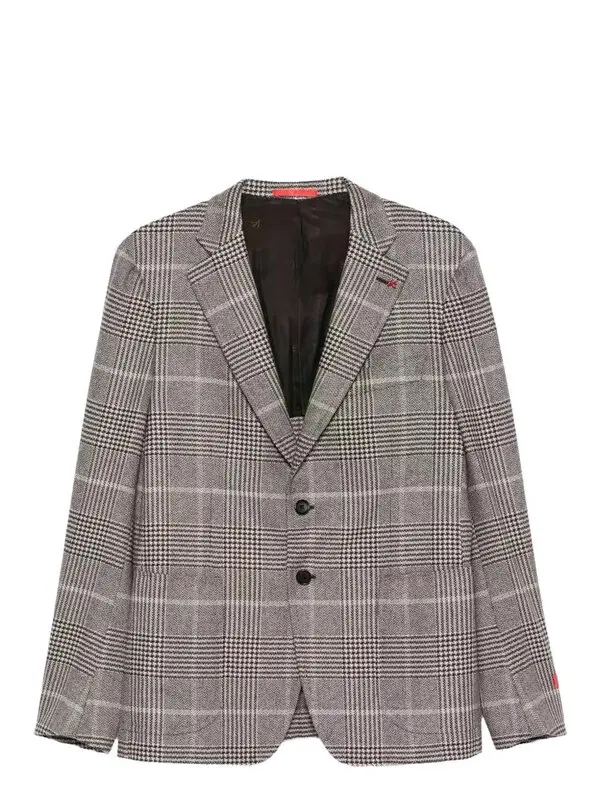 Isaia Checked Two-button Blazer - Grey