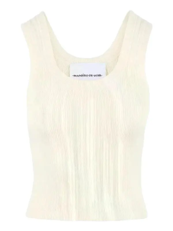 Manière De Voir Liane Ribbed Scoop-neck Vest - Neutrals
