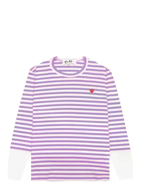 Play Comme Des Garcon Striped Logo-patch T-shirt - Purple