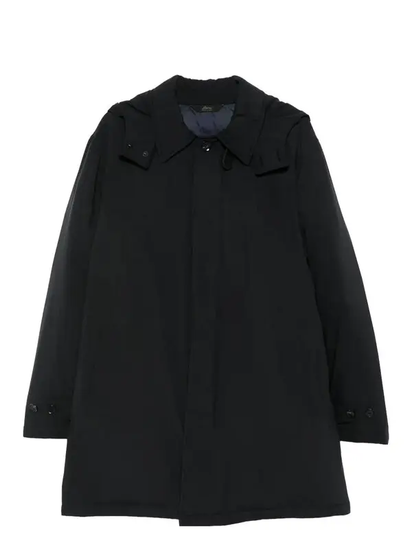 Brioni Hooded Cotton Coat - Black