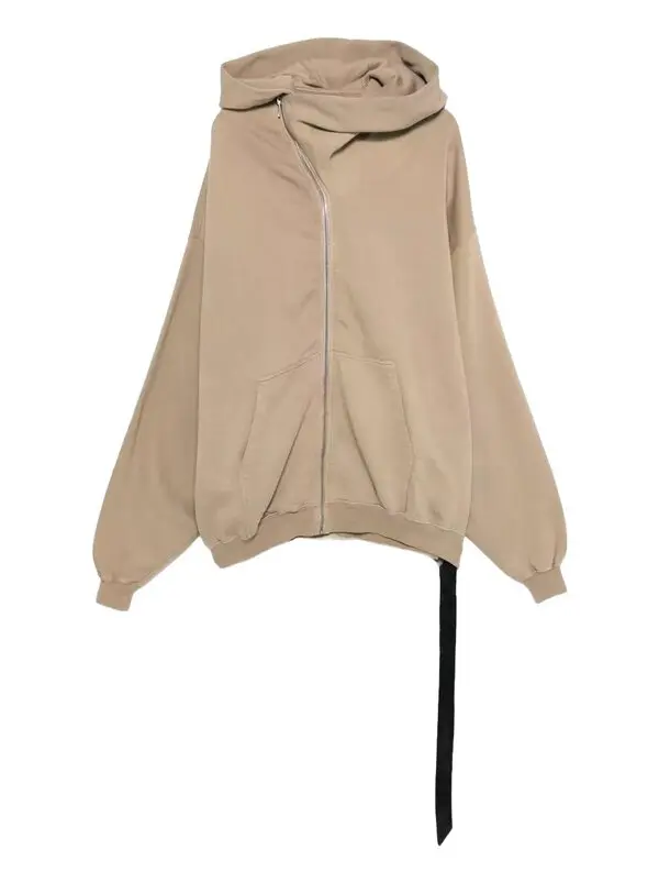Rick Owens Megamountain Asymmetrical Zip-fastening Hoodie - Neutrals