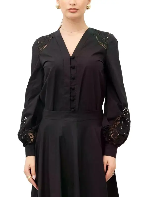 TWINSET Lace-insert Buttoned Shirt - Black