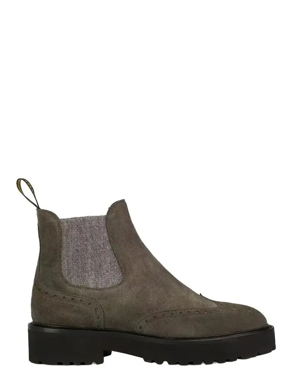 DOUCAL'S Suede Brogue Chelsea Boots - Brown