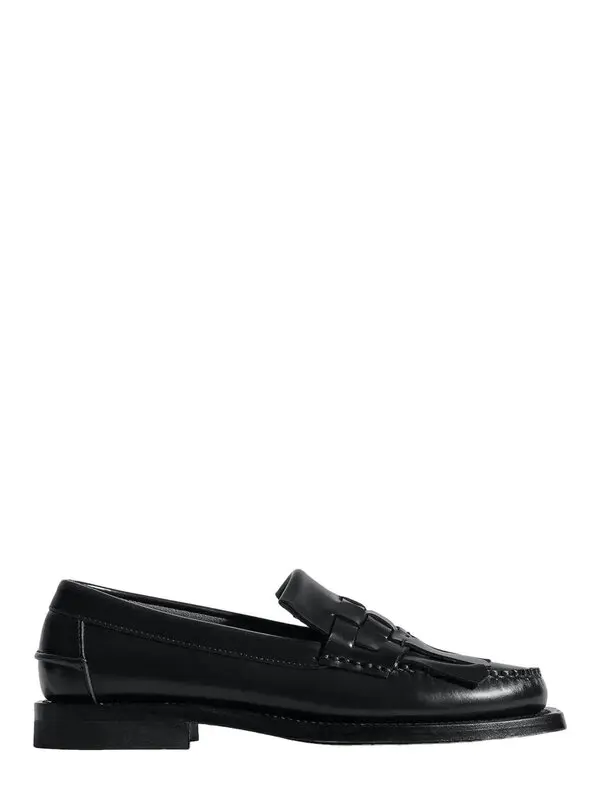 Hereu Fringes Leather Loafers - Black