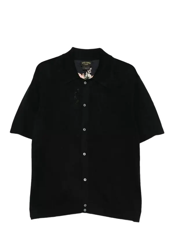 Camilla Floral-print Button Shirt - Black