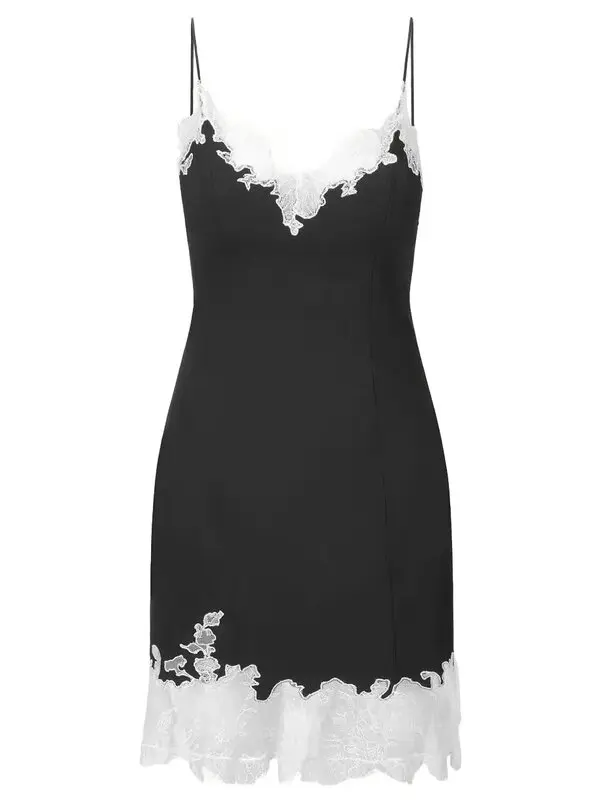 Staud Nadia Lace-trim Mini Dress - Black