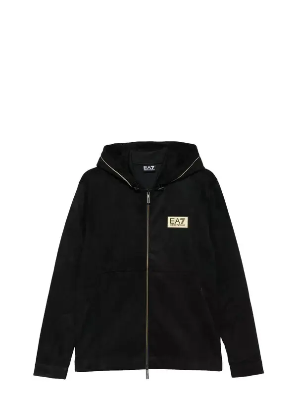 Emporio Armani Logo-plaque Zip-up Hoodie - Black
