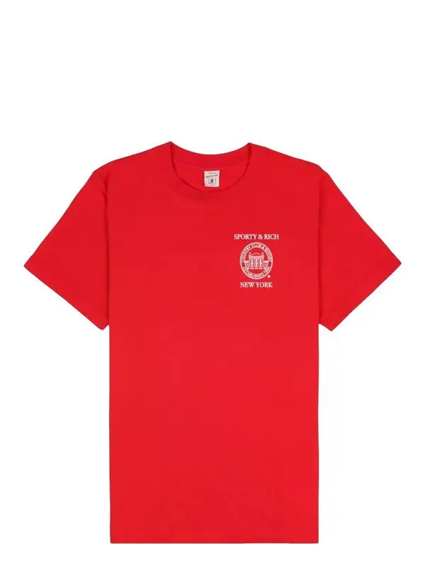 SPORTY & RICH Logo-print Cotton T-shirt - Red