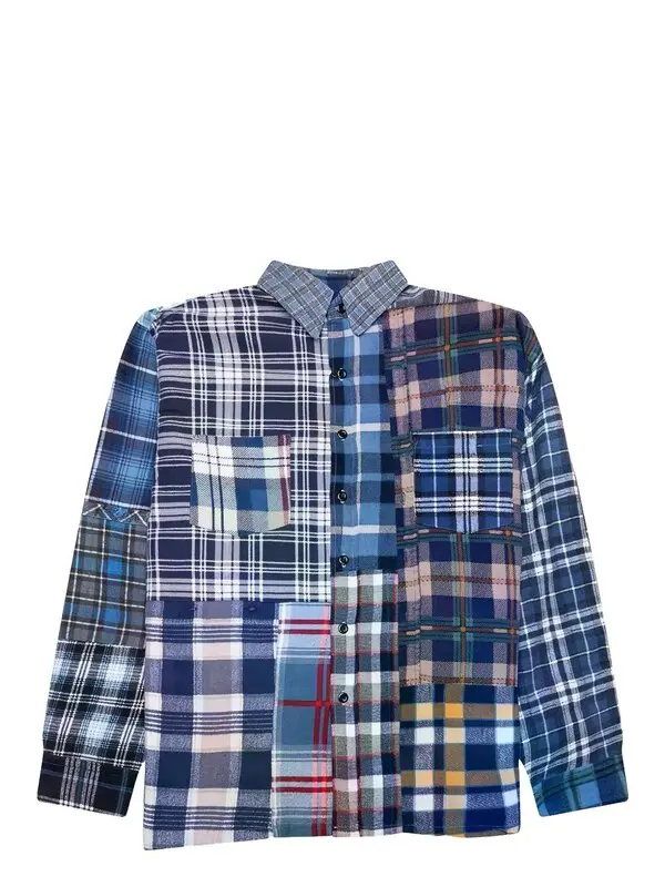 Needles Patchwork Flannel Shirt - Blue