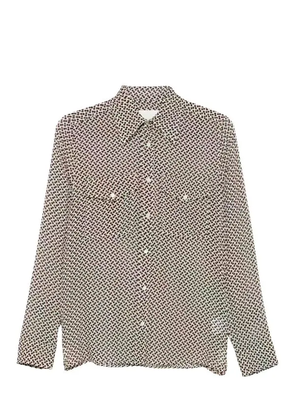XACUS Geometric-print Flap-pocket Shirt - Neutrals