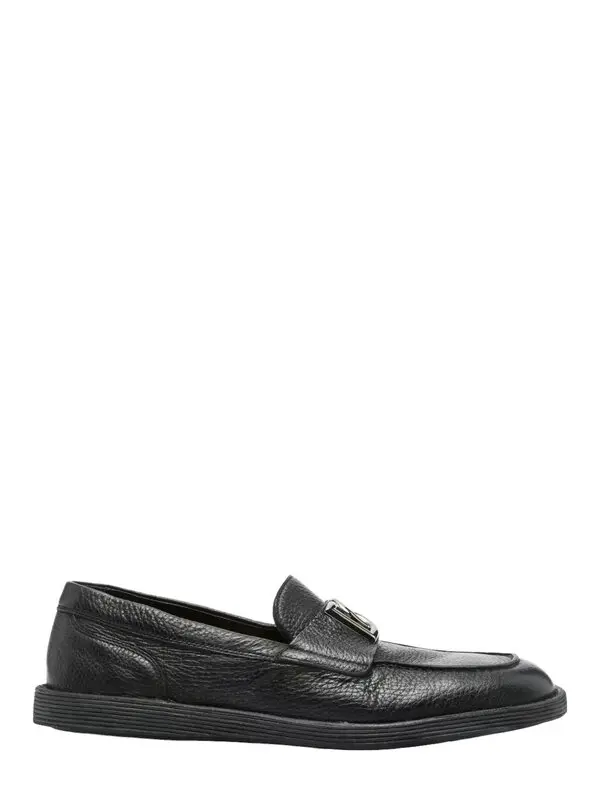 Dolce & Gabbana Dg Logo Leather Loafers - Black