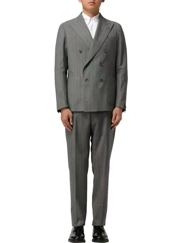 Tagliatore Pinstripe Double-breasted Suit Jacket - Grey