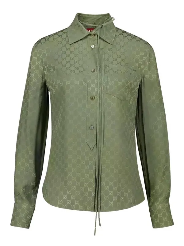 Gucci Gg Jacquard Long-sleeve Shirt - Green