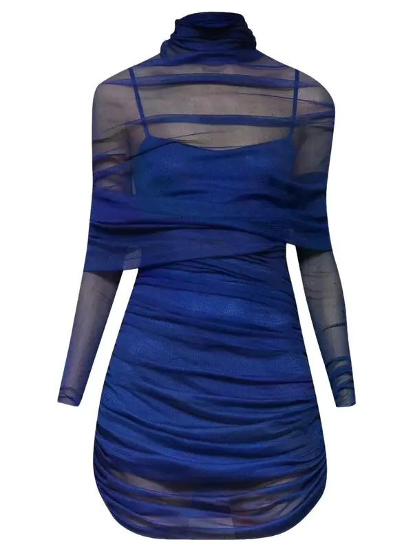 Christopher Esber Sheer Draped Mini Dress - Blue
