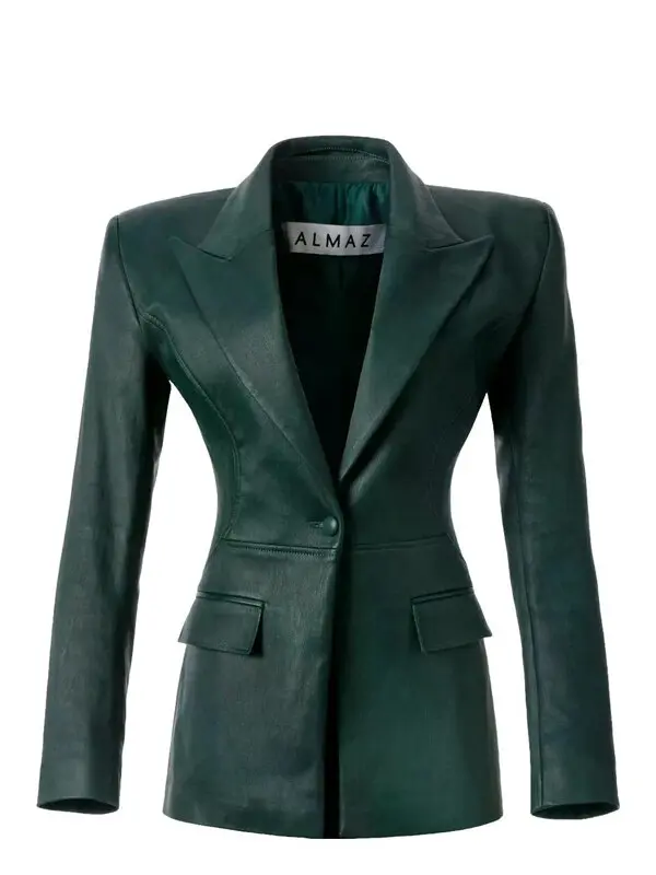 ALMAZ Framework Leather Blazer - Green