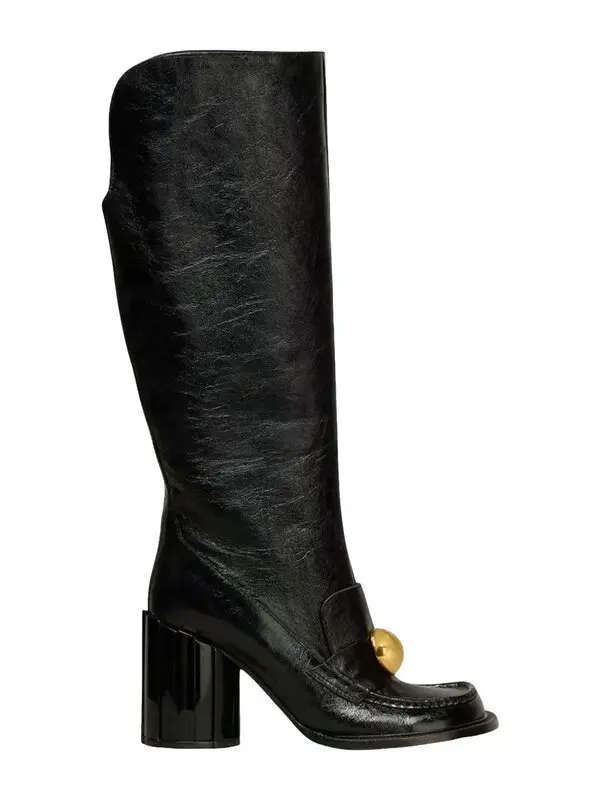 Ami 90mm Stud-embellished Leather Knee-high Boots - Black